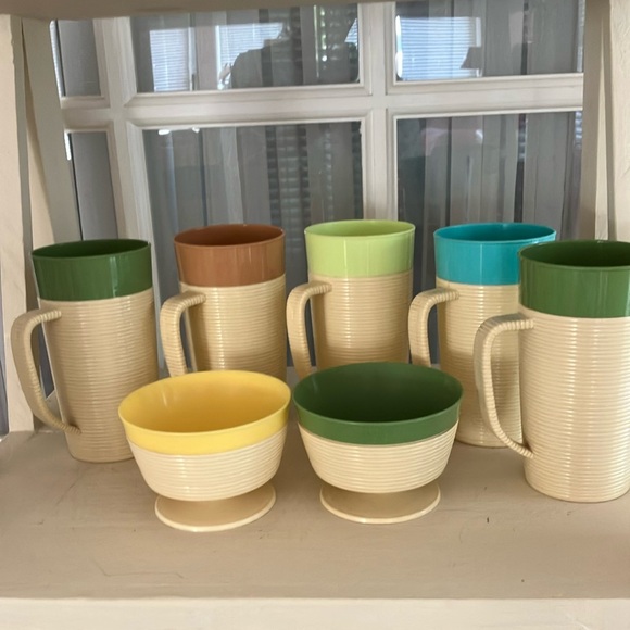 Raffiaware | Dining | Vintage Raffiaware Ribbed Thermotemp 5 Tumblers ...